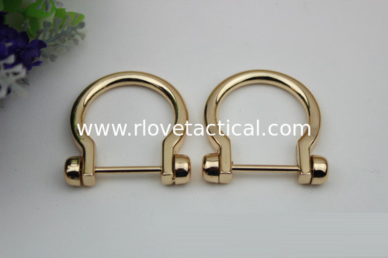 Custom top quality light gold and nickel color metal d-ring,can removeble d buckle 42*47mm