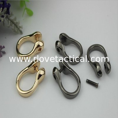 Wholesale light gold & gun metal color hanging plating metal removeble d ring strap buckle for bags