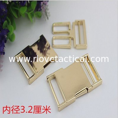High quality zinc alloy 32 mm light gold fast release buckle for bag parts