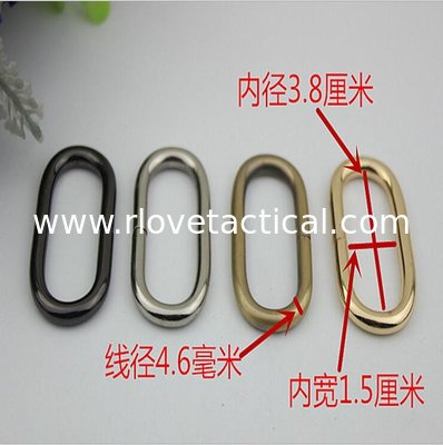 Durable high quality handbag metal 38 mm iron wire oval ring for webbing