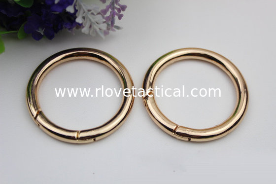Custom high quality 40 mm light gold round shape spring snap hook for bags