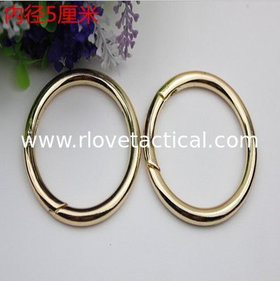 Custom made 50 mm zinc alloy light gold key spring o ring for bag accessory