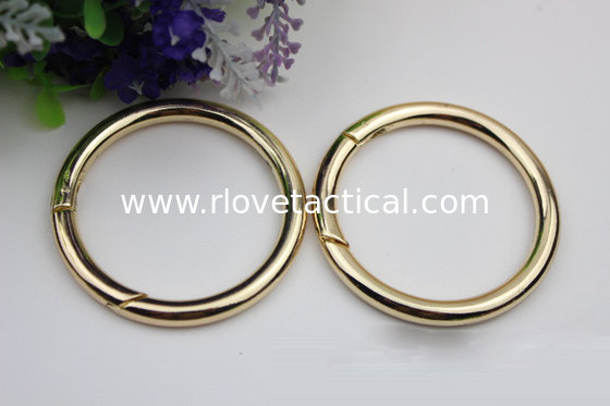 Custom made 50 mm zinc alloy light gold key spring o ring for bag accessory