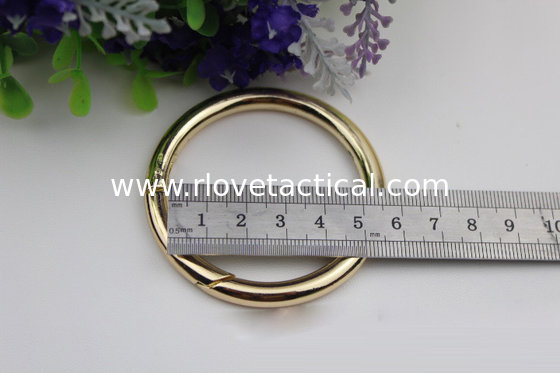 Custom made 50 mm zinc alloy light gold key spring o ring for bag accessory