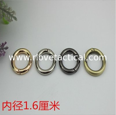 Wholesale gold color handbag hardware zinc alloy 16mm round shape metal spring split ring