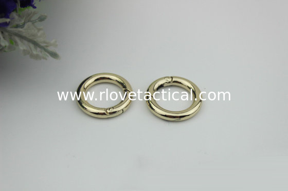 Wholesale gold color handbag hardware zinc alloy 16mm round shape metal spring split ring