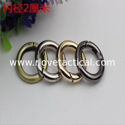 Chinese factory manufacturing zinc alloy 20 mm shiny gold spring gate o ring for handbag