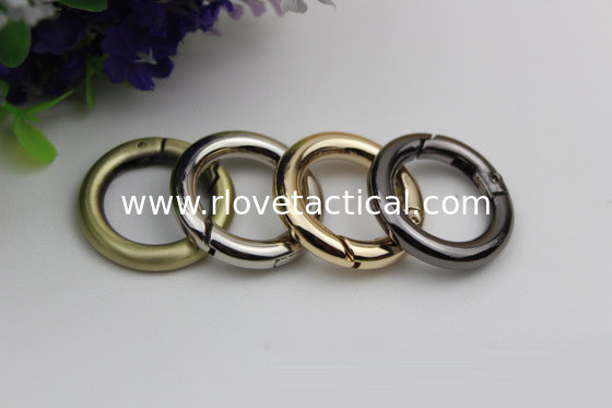 Chinese factory manufacturing zinc alloy 20 mm shiny gold spring gate o ring for handbag