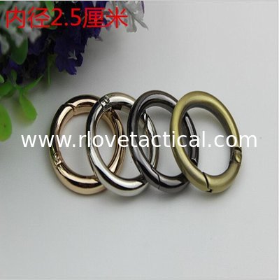 Polished gold inner diameter 25mm metal spring o ring carabiner open ring