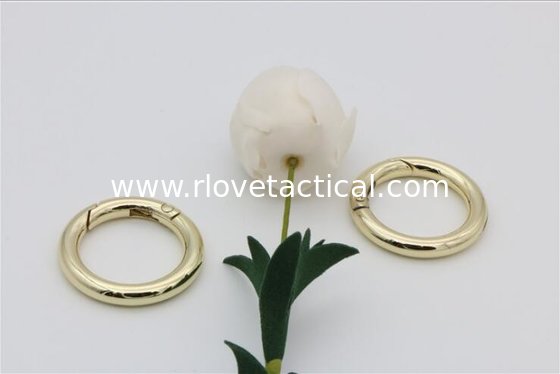 High end handbag accessories 1 inch gold metal spring ring clasps for webbing