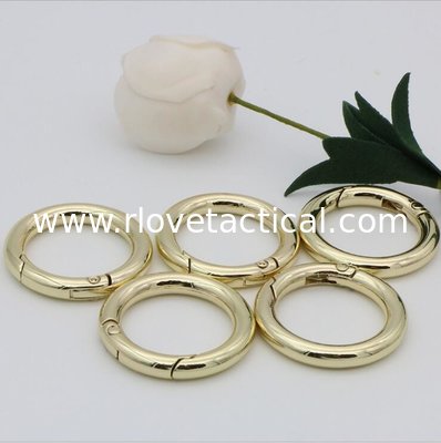 High end handbag accessories 1 inch gold metal spring ring clasps for webbing