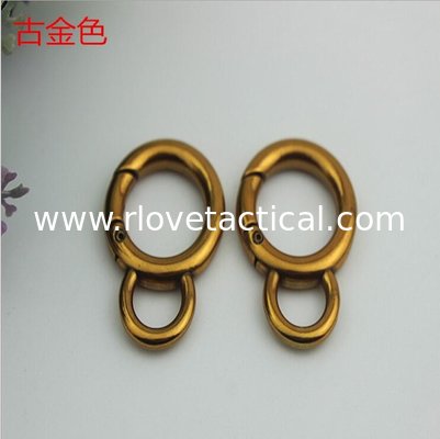 Factory Outlets Handbag Hardware Metal Spring O Ring Buckle Key chain In Gold For Bags