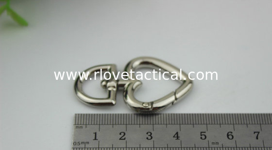 High quality nickel 3/4 inch heart shape open spring metal o ring clips for purse/handbag