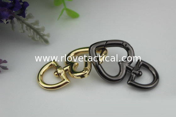 High quality nickel 3/4 inch heart shape open spring metal o ring clips for purse/handbag