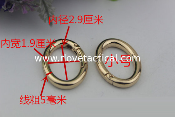 OEM Zinc Alloy Light Gold Various Size Metal Strong Spring O Ring for handbags