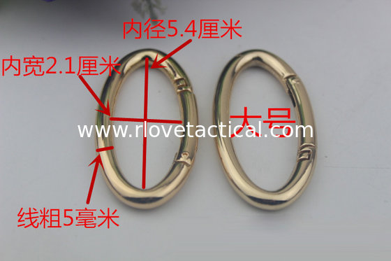 OEM Zinc Alloy Light Gold Various Size Metal Strong Spring O Ring for handbags
