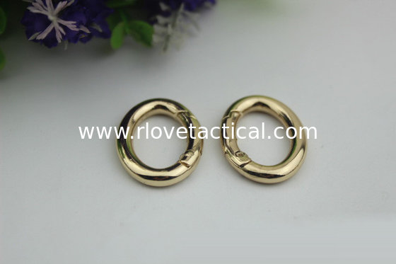 Custom shiny gold plating 25mm zinc alloy metal clips spring o ring hooks for bag