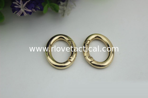 Custom shiny gold plating 25mm zinc alloy metal clips spring o ring hooks for bag