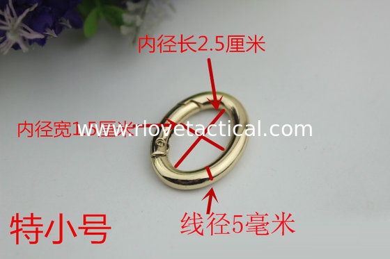 Custom shiny gold plating 25mm zinc alloy metal clips spring o ring hooks for bag