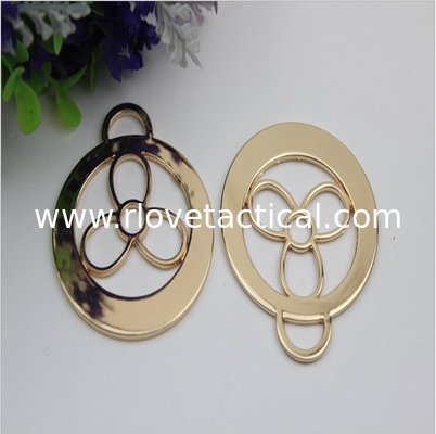 Custom Handbag Hardware 52MM Round Shape Hollow Logo Metal Tags Label With Light gold