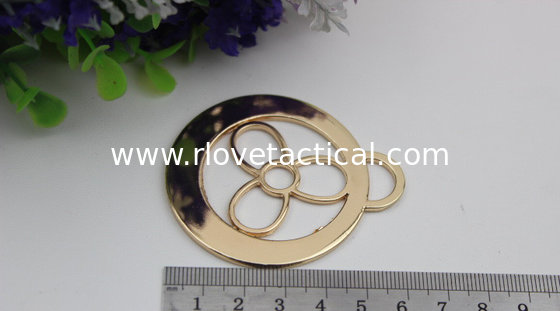 Custom Handbag Hardware 52MM Round Shape Hollow Logo Metal Tags Label With Light gold