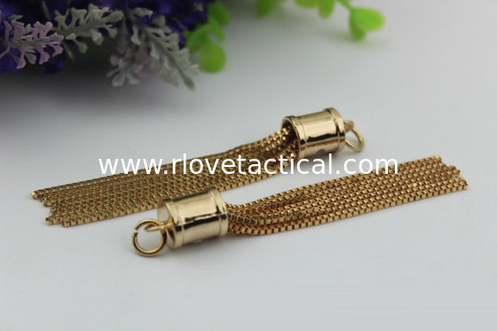 Supplier Custom Handbag Hardware Gold Bell Bucket Hanging Metal Charms with Tassel