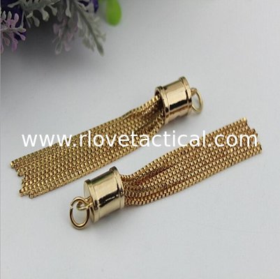 Supplier Custom Handbag Hardware Gold Bell Bucket Hanging Metal Charms with Tassel