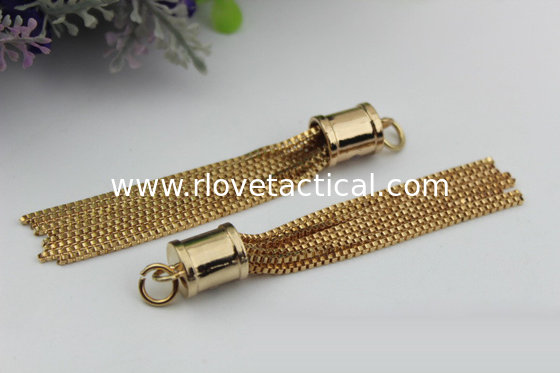 Supplier Custom Handbag Hardware Gold Bell Bucket Hanging Metal Charms with Tassel