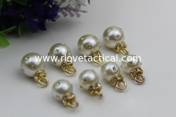 High-grade handmade jewelry accessories zinc alloy gold metal rhinestone pearl pendant button