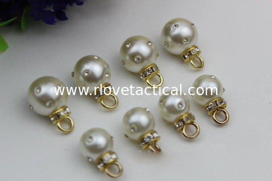 High-grade handmade jewelry accessories zinc alloy gold metal rhinestone pearl pendant button