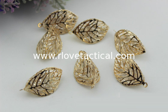Handmade DIY alloy gold leaves diamond ball pendant bracelet necklace for  bag/ clothing accessories