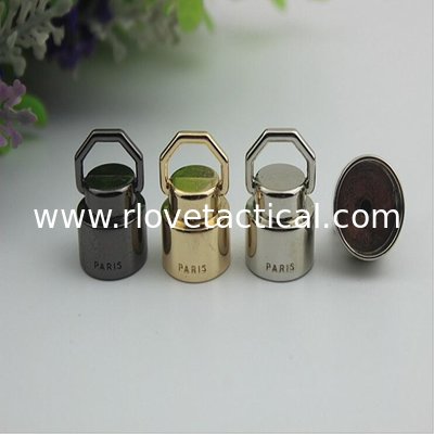 Decorative accessories light gold zinc alloy metal engraved logo tassel cap for handbags