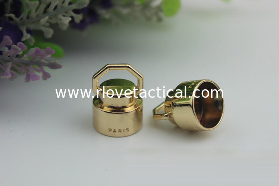 Decorative accessories light gold zinc alloy metal engraved logo tassel cap for handbags
