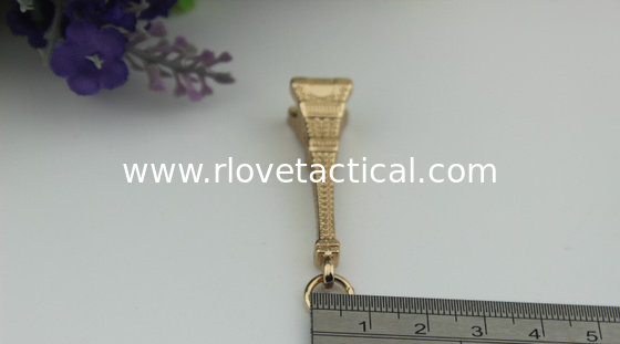 Luggage hardware accessories Paris Tower shape 50mm length gold pendant metal buckle zipper tag