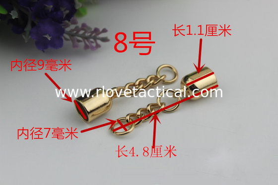 Customized Metal 9MM Mini Zinc Alloy Gold & Gunmetal Color Tassel Caps in Gold for bag