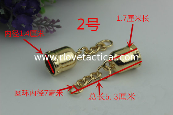 Durable 14mm width handbag metal cord end stopper gold metal caps for tassel