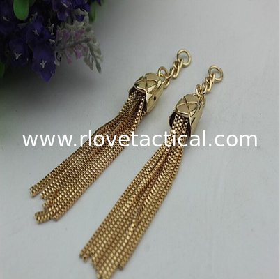 New style zinc alloy 120 MM chain tassel pendant end caps cord ends with chains
