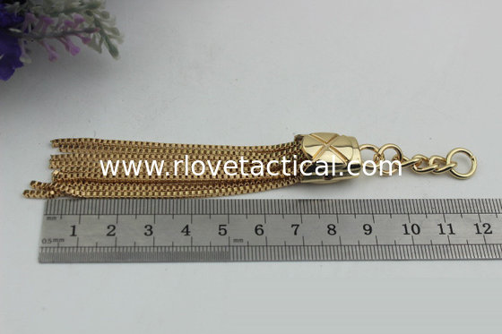New style zinc alloy 120 MM chain tassel pendant end caps cord ends with chains