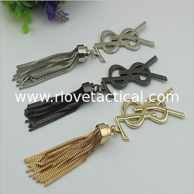 Handmade DIY handbag accessories making 185 length zinc alloy metal cord end cap with tassel