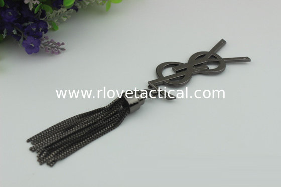 Handmade DIY handbag accessories making 185 length zinc alloy metal cord end cap with tassel