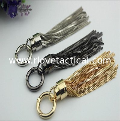 High quality modern design tassel custom zinc alloy gunmetal colors 115 mm length metal tassel with metal cap