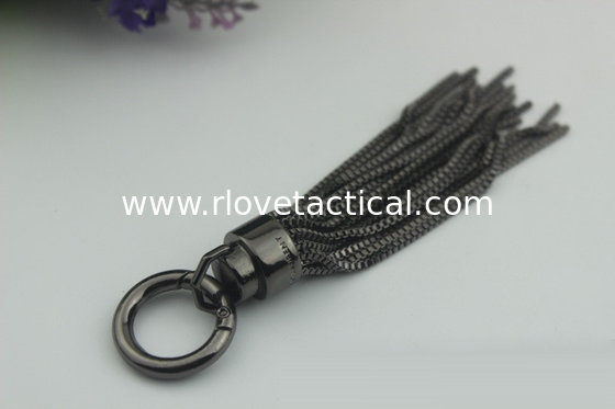 High quality modern design tassel custom zinc alloy gunmetal colors 115 mm length metal tassel with metal cap