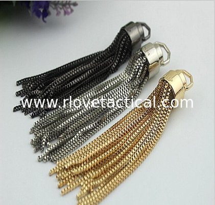 OEM DIY Metal zinc alloy nickel color handbag accessories end caps with tassel