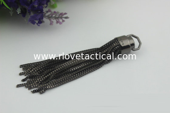 OEM DIY Metal zinc alloy nickel color handbag accessories end caps with tassel