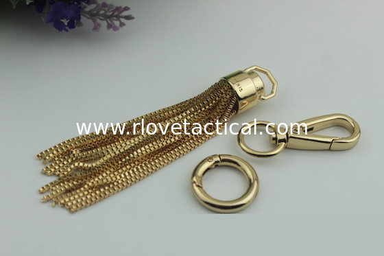 Hot sale custom gold nickel gunmetal color metal tassels cap with spring hooks