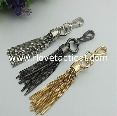 Hot sale custom gold nickel gunmetal color metal tassels cap with spring hooks