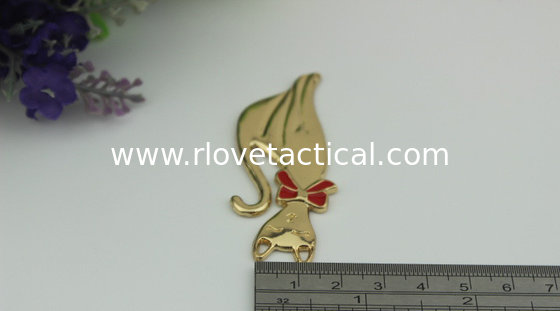 Fashion ladies shoes accessories zinc alloy gold fox pattern metal lable tag with drip glue