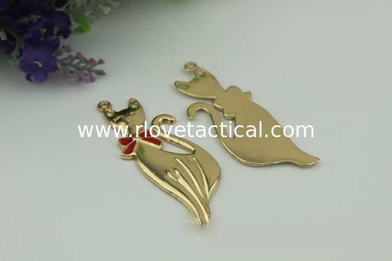 Fashion ladies shoes accessories zinc alloy gold fox pattern metal lable tag with drip glue
