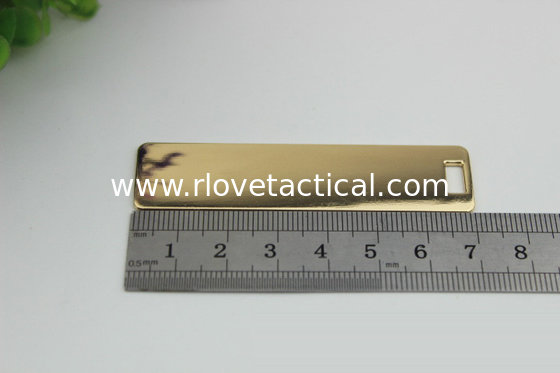 Super quality custom handbag hardware gold 70 mm length rectangle shape metal logo plate without letters