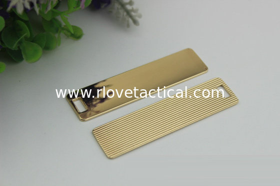 Super quality custom handbag hardware gold 70 mm length rectangle shape metal logo plate without letters
